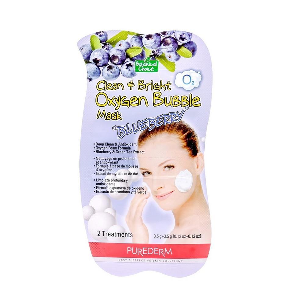 Purederm Clean & Bright Oxygen Bubble Face Mask - Blueberry & Green Te